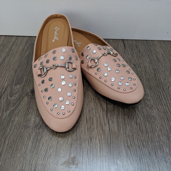 Qupid | Shoes | Blush Mules With Silver Studs | Poshmark